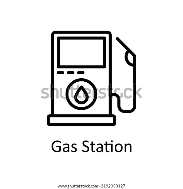 Gas Station Vector Outline Icon Design Stock Vector (Royalty Free ...