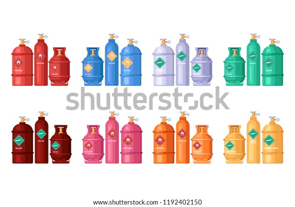 Gas Storage Cylinder Containers Set Vector Stock Vector (Royalty Free ...
