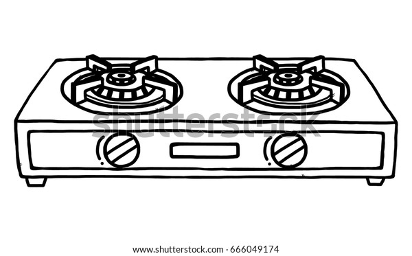 Gas Stoves Cartoon Vector Illustration Black 스톡 벡터(로열티 프리) 666049174 ...