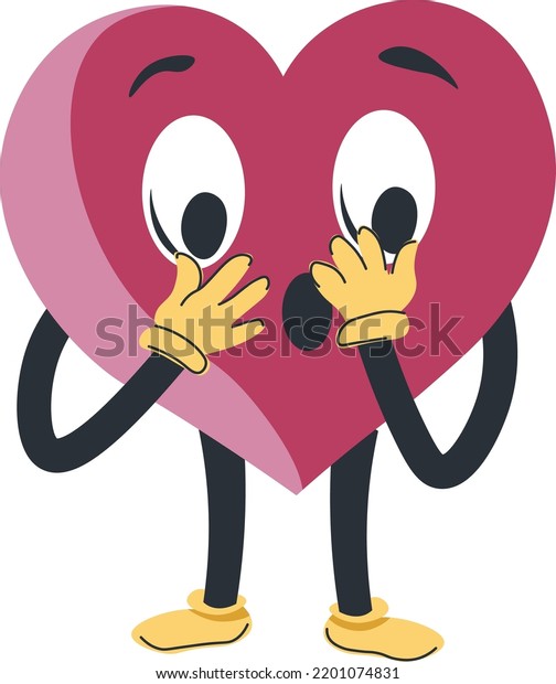 Gasping Surprised Heart Character Shocked Facial Stock Vector (Royalty ...