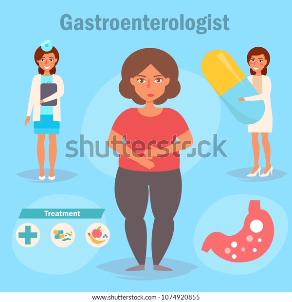 Gastroenterologist Vector. Cartoon. Isolated art on blue background. Flat