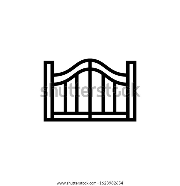 Gate vector icon, gate icon symbol sign in outline, lineart style on ...