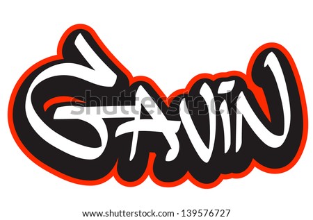 Gavin Graffiti Font Style Name Hiphop Stock Vector (Royalty Free ...