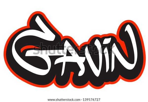 Gavin Graffiti Font Style Name Hiphop Stock Vector (Royalty Free ...