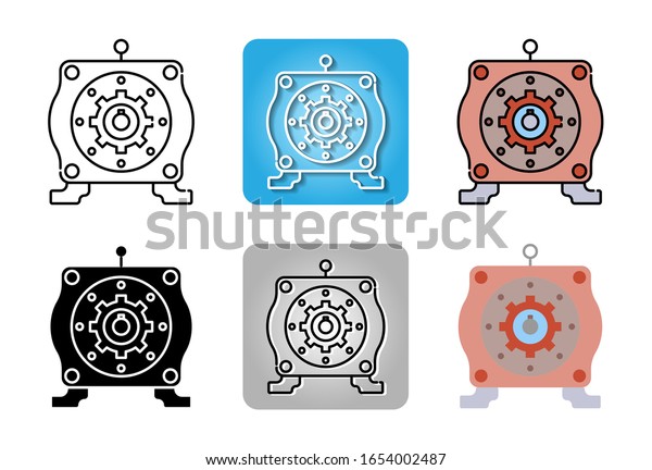 Gear Electric Motor Icon Set Isolated Stock Vector (Royalty Free ...