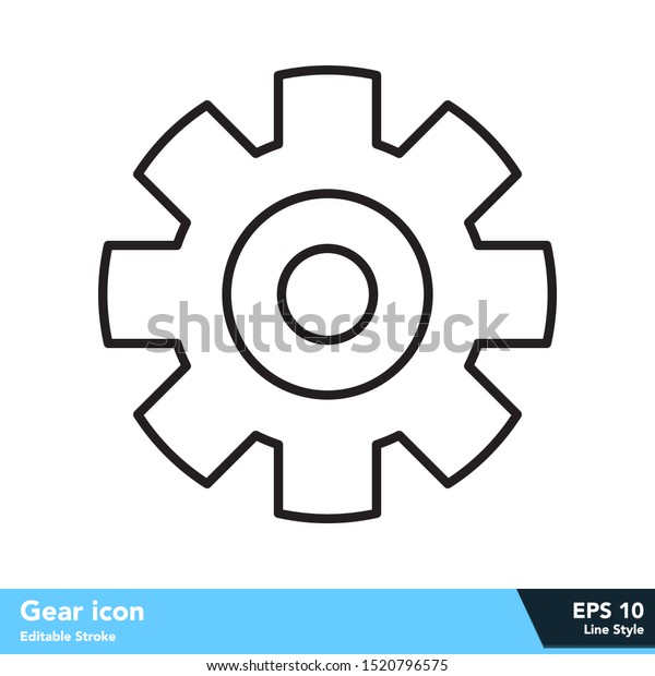 Gear Icon Line Style Editable Stroke Stock Vector (Royalty Free ...