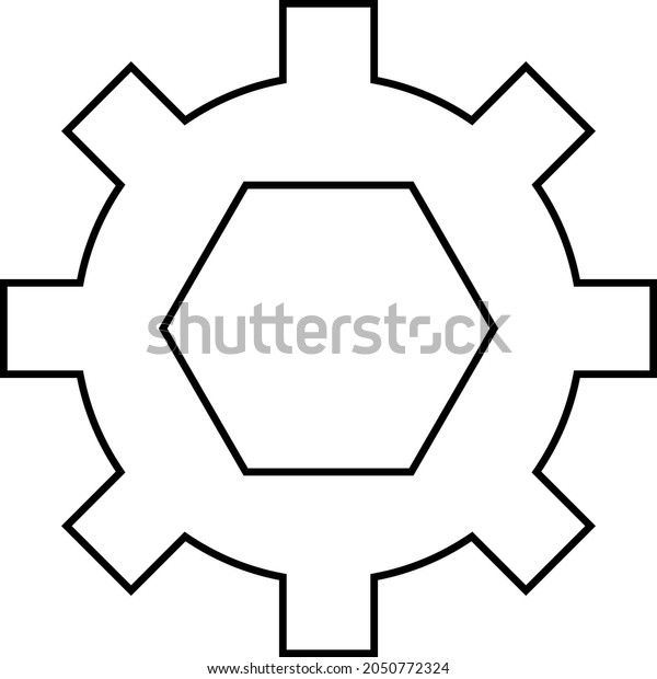 Gear Icon Logo Line Drawing Stock Vector (Royalty Free) 2050772324 ...
