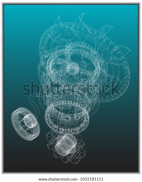 Gear Mechanism On Turquoise Background Vector Stock Vector (Royalty ...