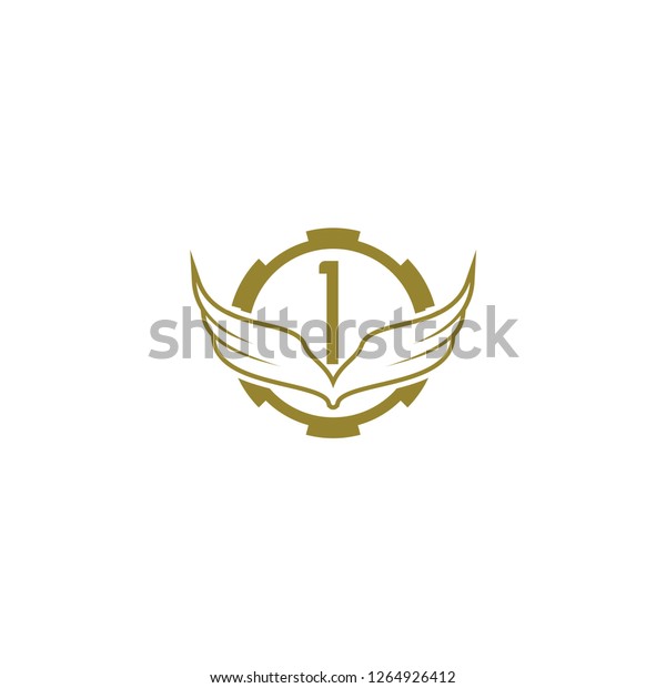 Gear Number One Wing Logo Design Stock Vector (Royalty Free) 1264926412 ...