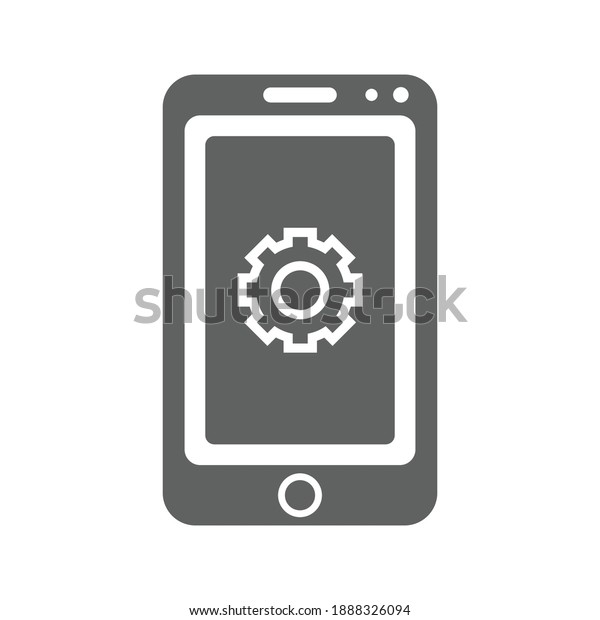 Gear Settings Smartphone Icon Gray Color Stock Vector (Royalty Free ...