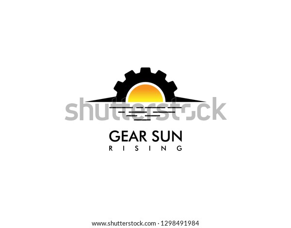 Gear Sun Rising Unique Logo By Stock Vector (Royalty Free) 1298491984