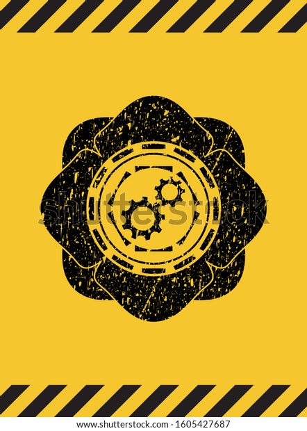 Gear Team Work Icon Black Grunge Stock Vector (Royalty Free) 1605427687 ...