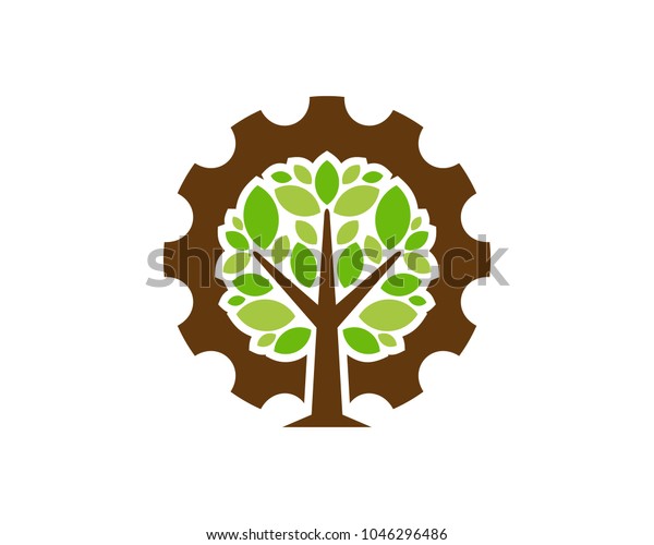 Gear Tree Icon Logo Design Element Stock Vector (Royalty Free) 1046296486