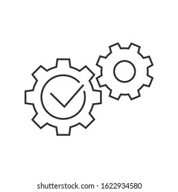 Gear Check Mark Line Icon Technical Stock Vector (Royalty Free ...
