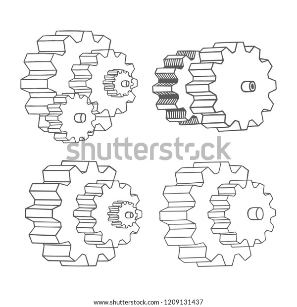 Gears Gears Hand Drawn Vector Illustration Stock Vector (Royalty Free ...