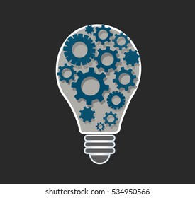 Gears Light Bulb Shape Abstract Gears Stock Vector (Royalty Free ...