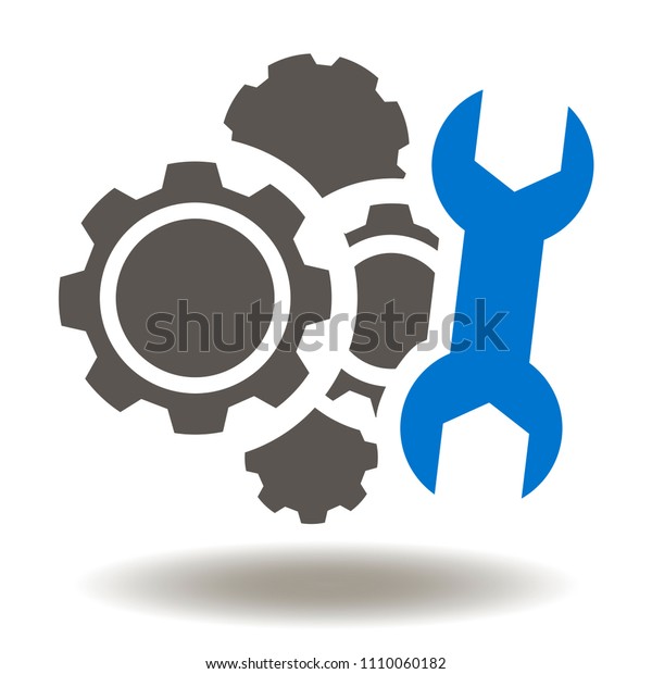 Gears Mechanism Spanner Icon Vector Cogwheel: vector de stock (libre de ...