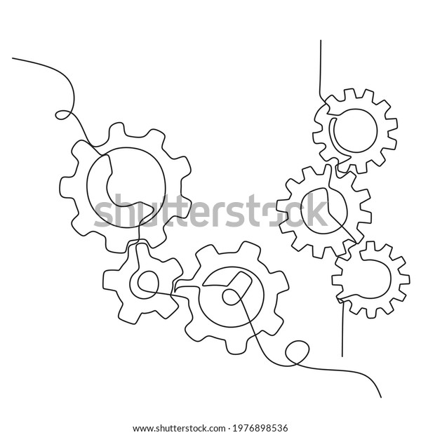Gears Wheels Line Art Vector Round Stock Vector (Royalty Free ...
