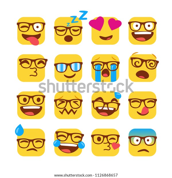 Geek Emoji Glasses Isolated Vector Illustration Stock Vector (Royalty ...