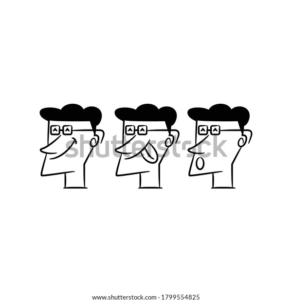 Geek Face Avatars Comic Characters On Stock Vector (Royalty Free ...