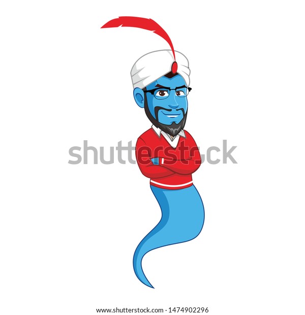 Geek Genie Character Vector Mascot Design Stock Vector (Royalty Free ...