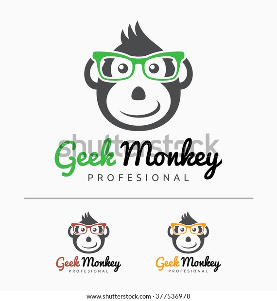 Geek Monkey Logo Template Monkey Glasses Stock Vector (Royalty Free ...