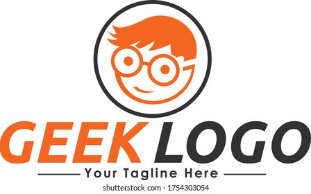 Geek Nerd Boy Logo Template Stock Vector (Royalty Free) 1754303054