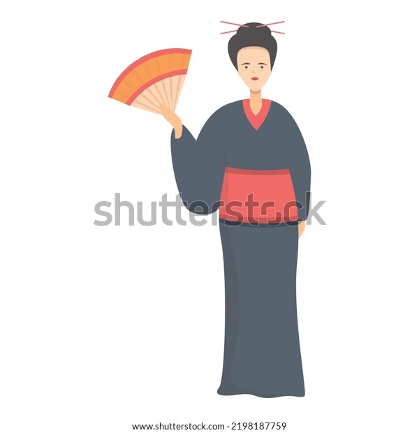Geisha Fan Icon Cartoon Vector Japan Stock Vector (Royalty Free ...