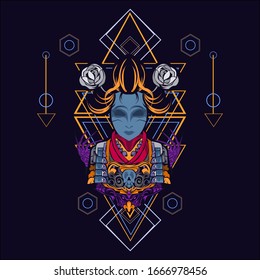 Geisha Mecha Version Dark Blue Red Stock Vector (Royalty Free ...