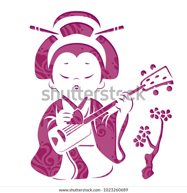 Geisha Stencil Art Stock Vector (Royalty Free) 1023260689 | Shutterstock