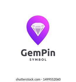 Gem Pin Logo Design Vector Illustration: เวกเตอร์สต็อก (ปลอดค่า ...