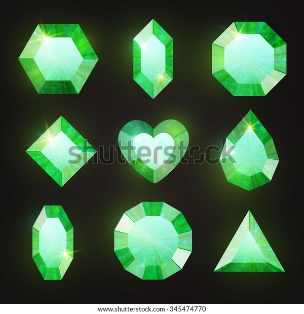 Gem Set Emerald Green Collection Vector Stock Vector (Royalty Free ...