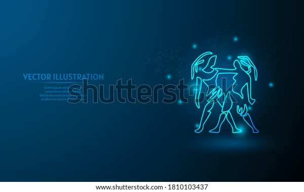 Gemini On Blue Abstract Background Simple Stock Vector (Royalty Free ...