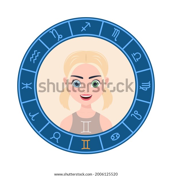 Gemini Vector Illustration Cute Cartoon Girl Stock Vector (Royalty Free ...