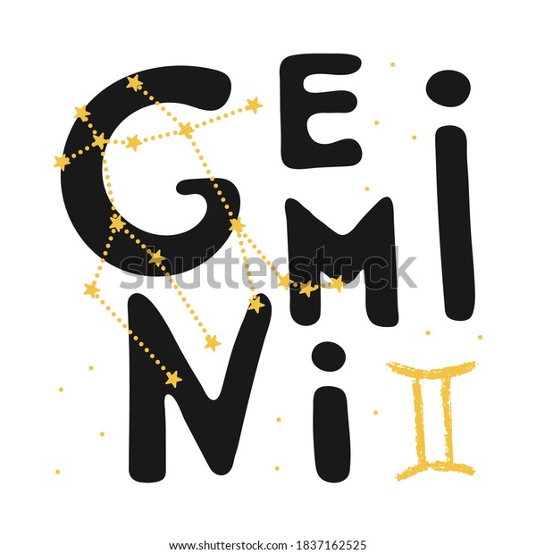Gemini Vector Zodiac Sign Hand Lettering: เวกเตอร์สต็อก (ปลอดค่า ...