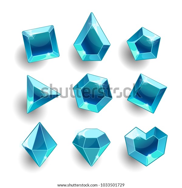 Gems Set Cartoon Blue Different Shapes Stock Vector (Royalty Free ...