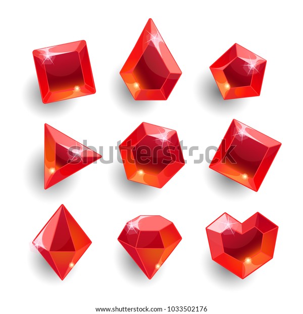Gems Set Cartoon Red Different Shapes Stock Vector (Royalty Free ...