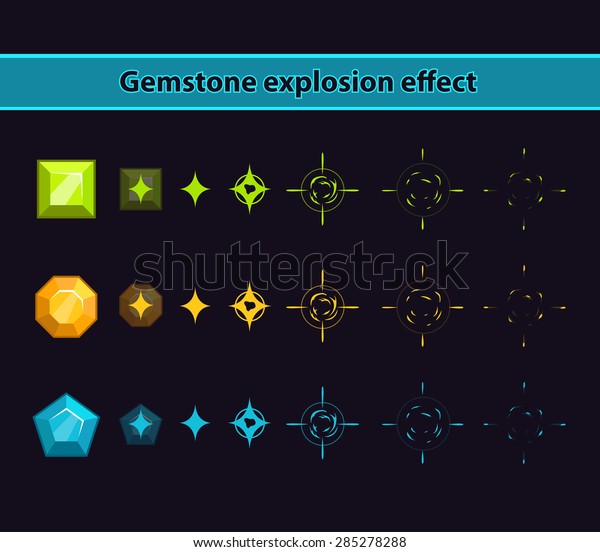 Gemstone Explosion Effect Stones Disappearance Animation Stock Vector ...
