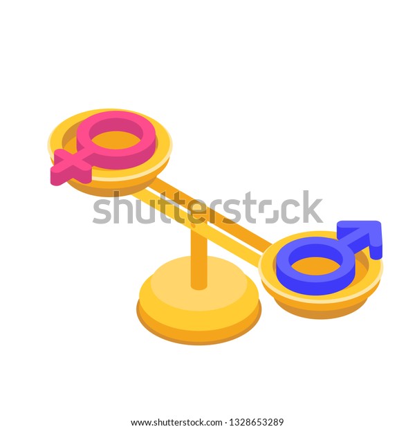 Gender Equality Equal Pay Opportunity Isometric Stock Vector (Royalty ...