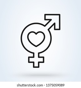 Gender Heart Line Art Vector Icon Stock Vector (Royalty Free ...