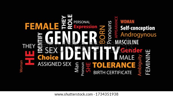 Gender Identity Word Cloud On Black Stock Vector Royalty Free