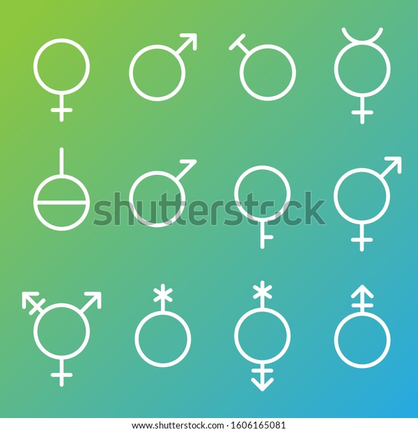 Gender White Icon Set Isolated On Stock Vector (Royalty Free ...