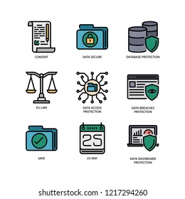 General Data Protection Regulation Gdpr Icons Stock Vector (Royalty ...