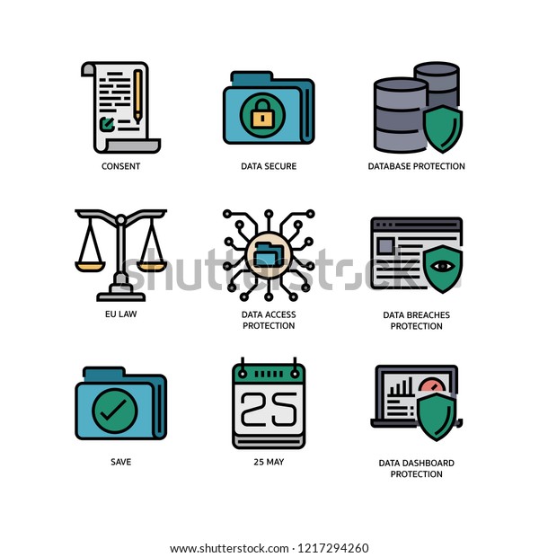 General Data Protection Regulation Gdpr Icons Stock Vector (Royalty ...