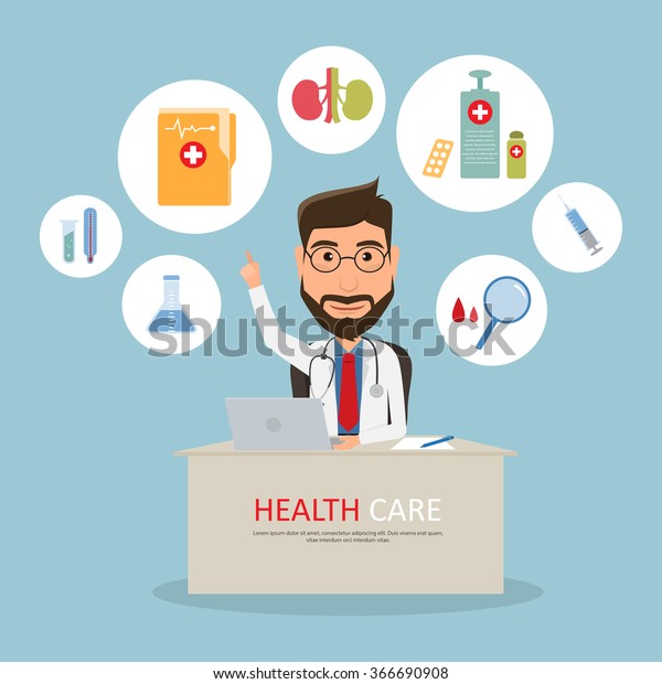 General Practitioner Vector Illustration Smiling Doctor Stock Vector ...