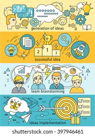 Generation Ideas Banners Set Brainstorming Team Stock Vector (Royalty ...