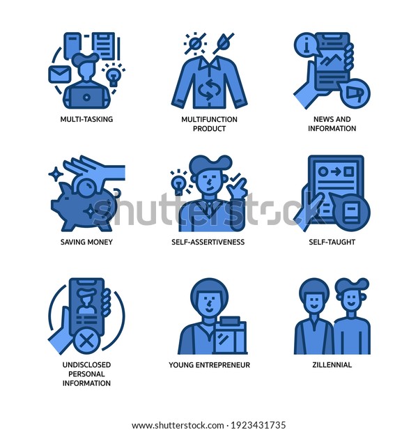 Generation Z Icons Set Two Tone Stock Vector (Royalty Free) 1923431735 ...