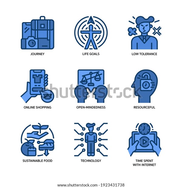 Generación Z Iconos Establece Un Estilo: vector de stock (libre de ...