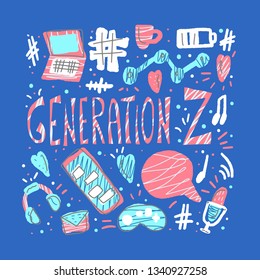 Generation Z Poster Text Digital Symbols Stock Vector (Royalty Free ...