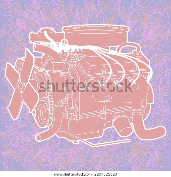 Generic Automotive Car Engine Textured Background Stock Vector (Royalty ...
